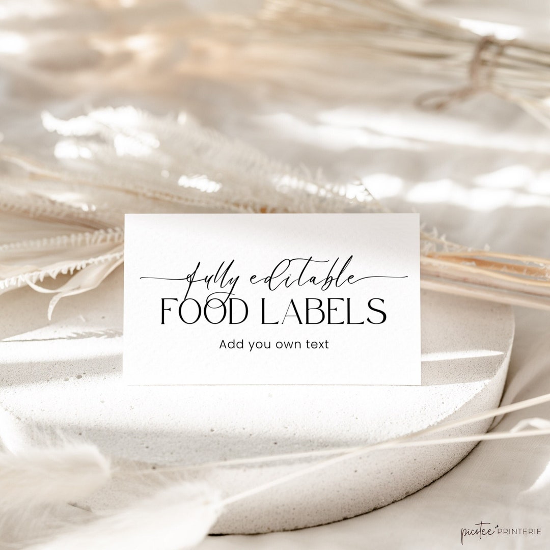 Baby Shower Food Labels, Minimalist Food Label Card, Food Tent Card ...