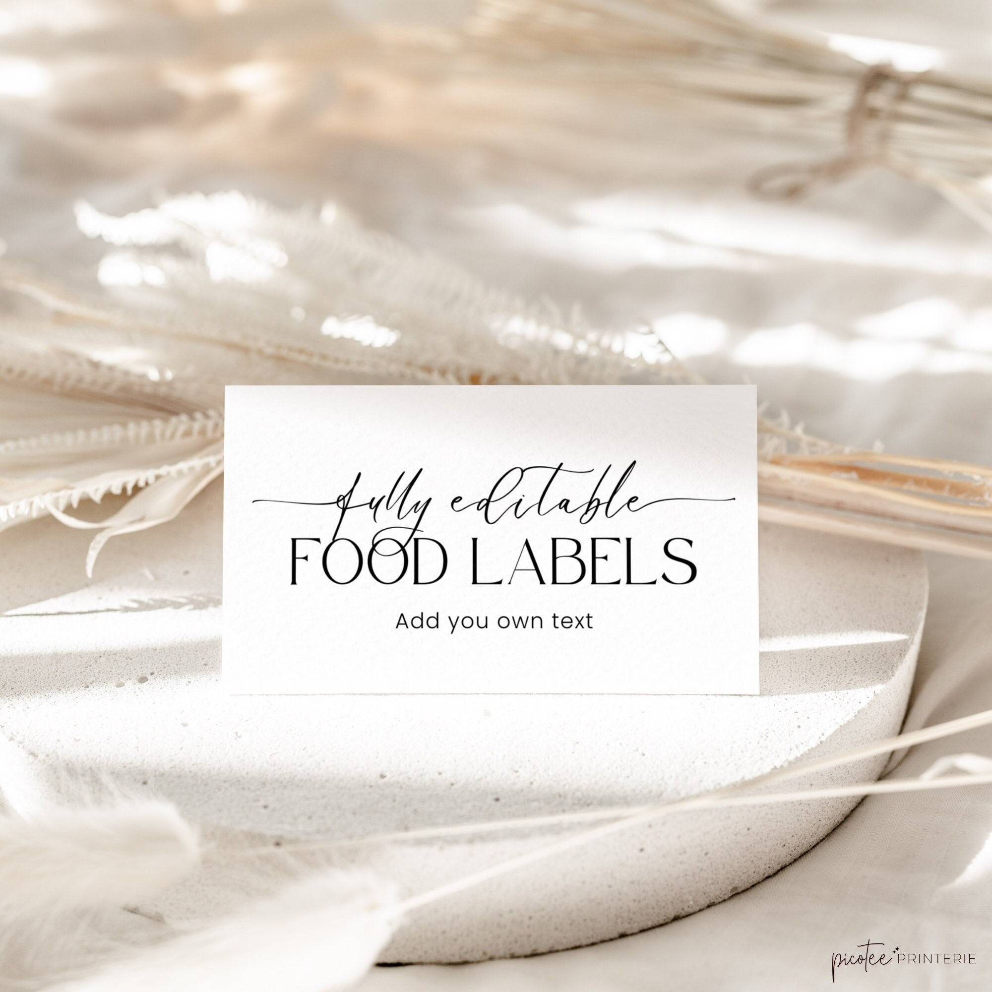 Baby Shower Food Labels, Minimalist Food Label Card, Food Tent Card ...