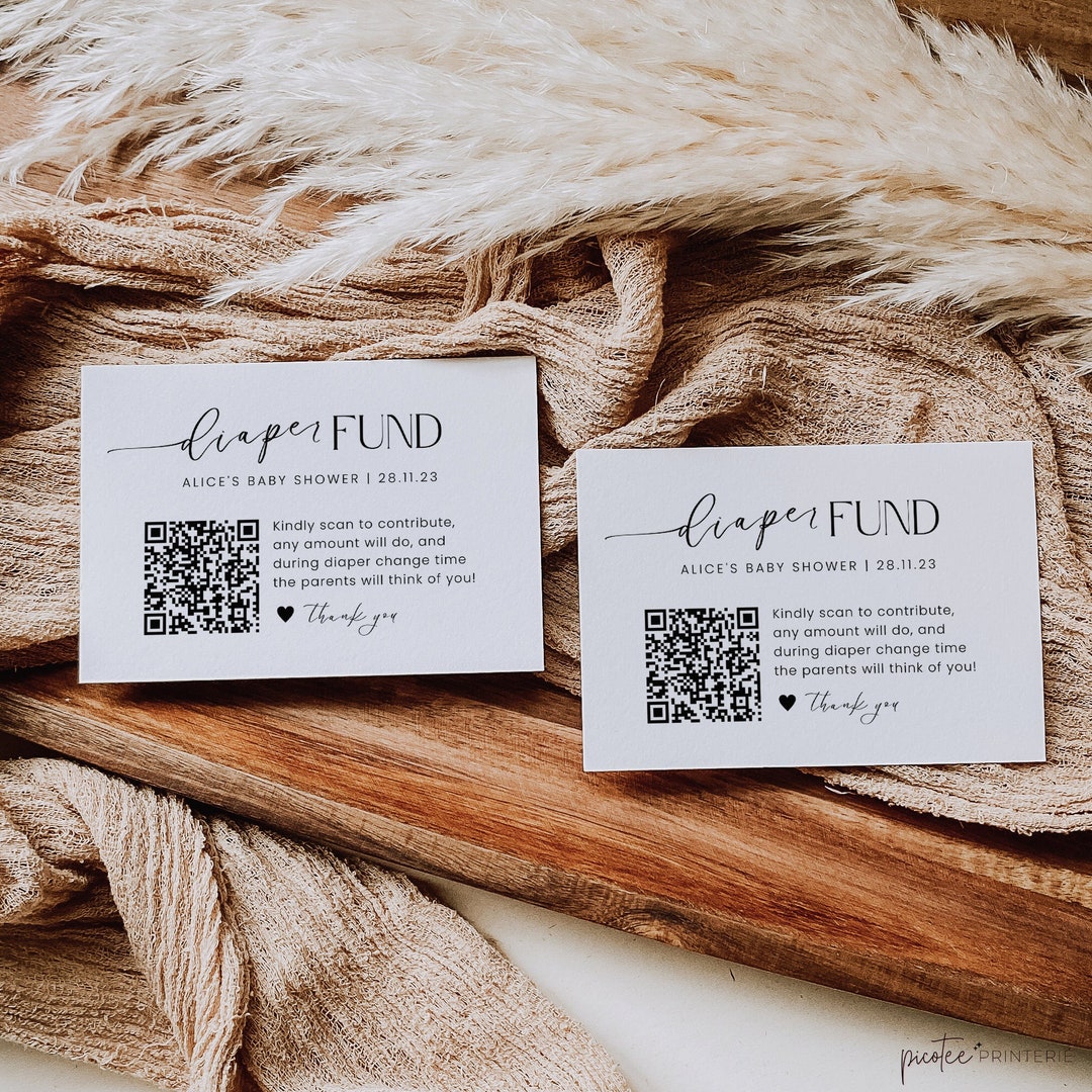 Baby Shower QR Code Diaper Fund Card, Diaper Fund QR Code Card ...