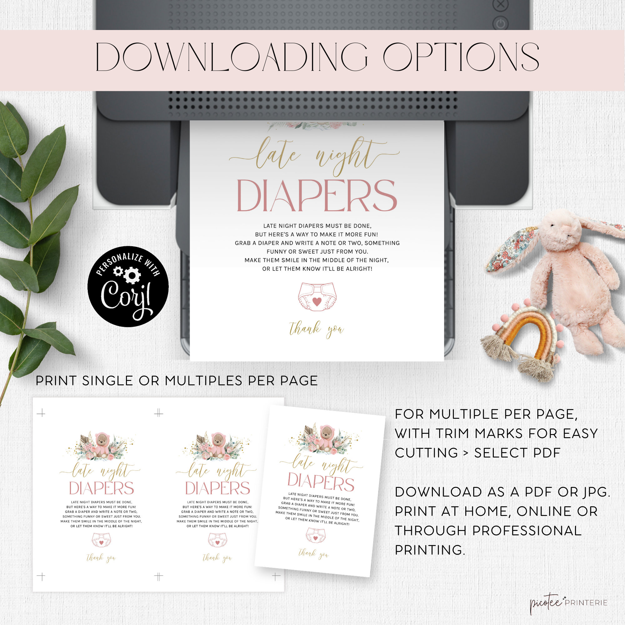 Late Night Diapers Baby Shower Sign, Printable Late Night Diaper ...