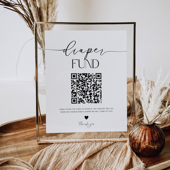 Baby Shower QR Code Diaper Fund Sign Diaper Fund QR Code - Etsy
