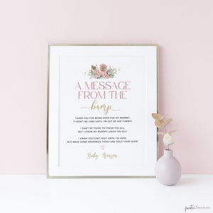 Message From the Bump Sign, Boho Baby Shower Decor Girl, Baby Bump Sign ...