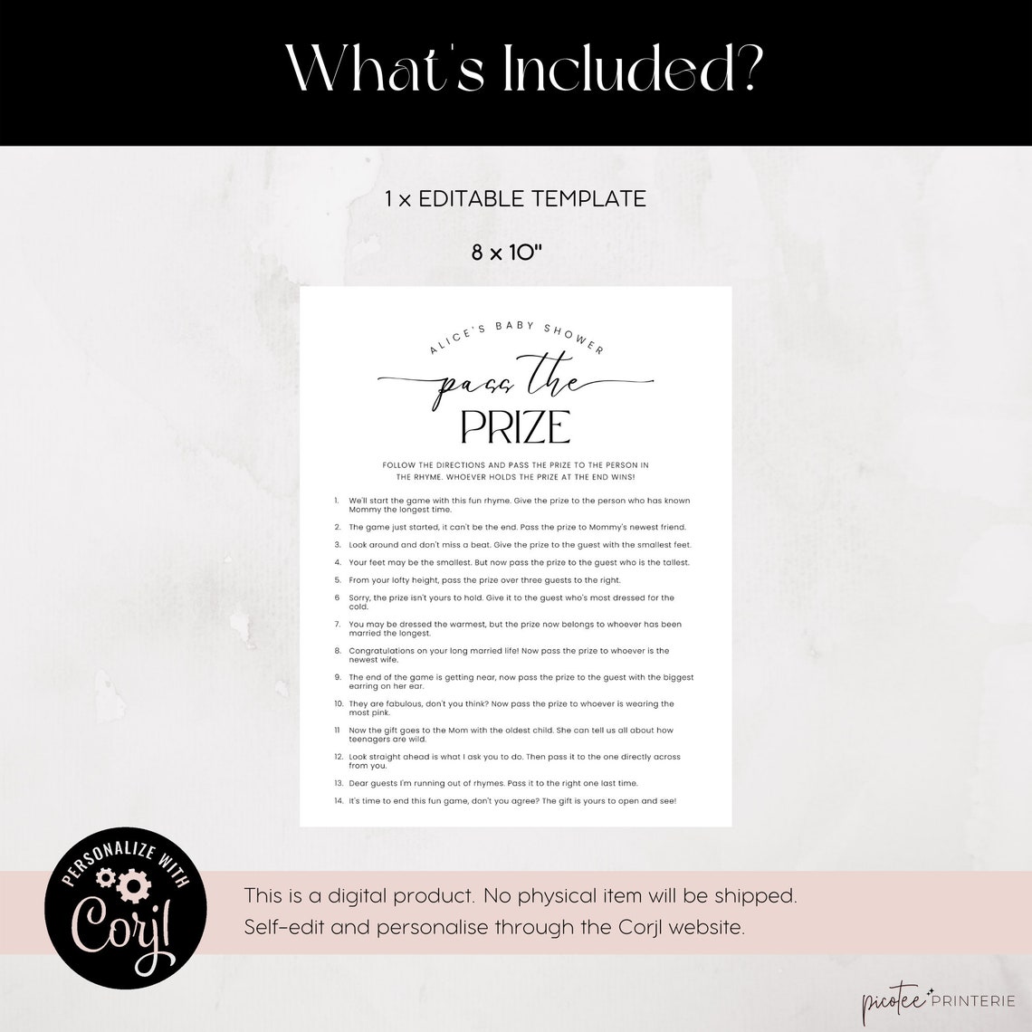 Pass the Prize Poem Baby Shower Pass the Rhyme Pass the - Etsy