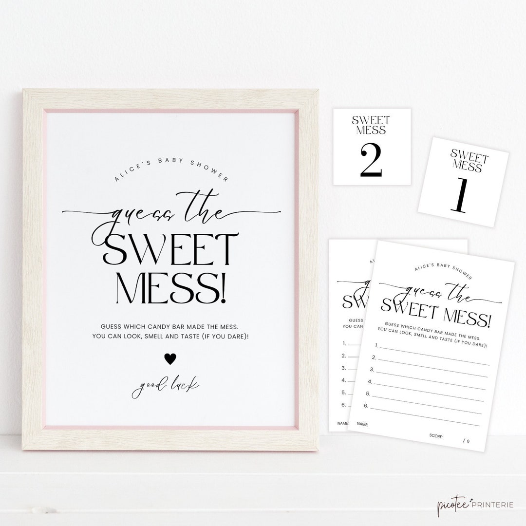 Guess the Sweet Mess Baby Shower Game, Baby Shower Dirty Diaper Game ...