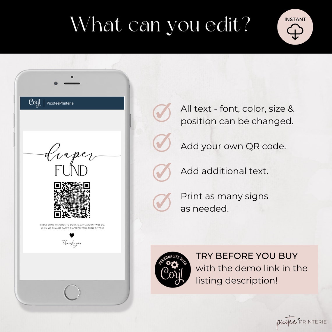 Baby Shower QR Code Diaper Fund Sign Diaper Fund QR Code - Etsy