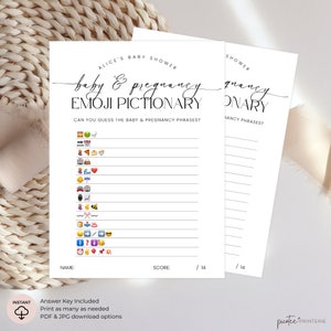 Emoji Pictionary Baby Shower Game, Minimalist Baby Shower Game ...