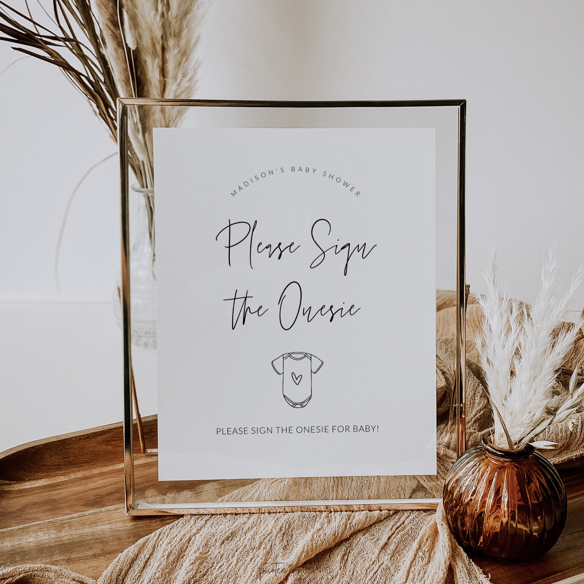 Baby Shower Sign the Onesie Sign, Minimalist Baby Onesie Guestbook ...