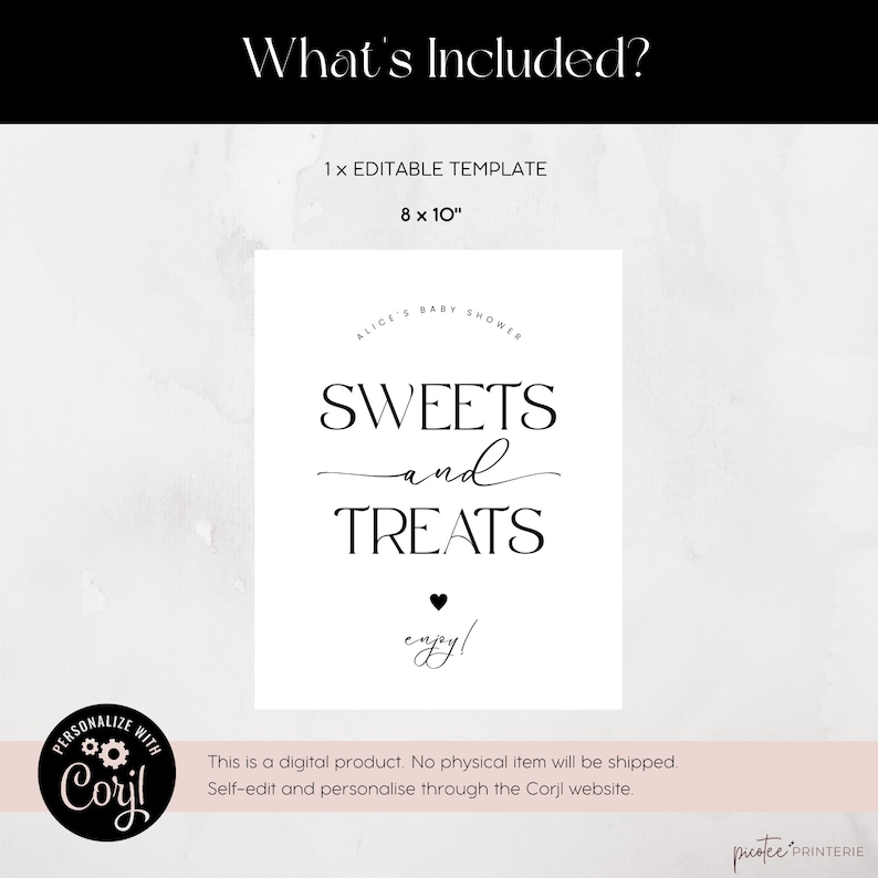 Baby Shower Sweets and Treats Sign, Dessert Table Sign Baby Shower ...