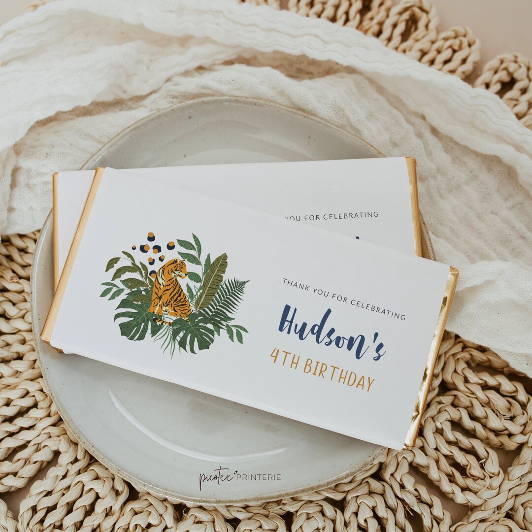 Jungle Safari Chocolate Bar Wrapper, Tiger Party Favor, Candy Wrapper ...