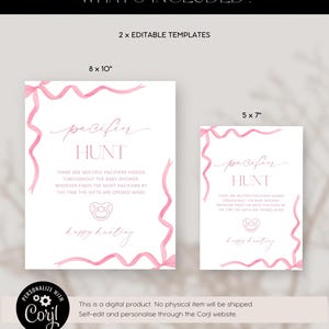 Pink Bow Pacifier Hunt Game Template, Coquette Girl Baby Shower Game ...