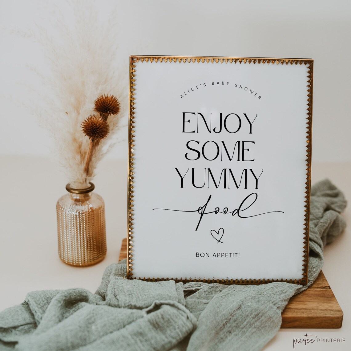 Enjoy Some Food Sign, Minimalist Baby Shower Sign, Printable Food Bar ...