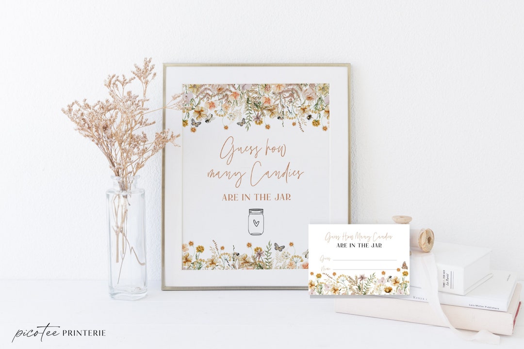 Wildflower Guess How Many Candies Are in the Jar Game, Floral Guess How ...