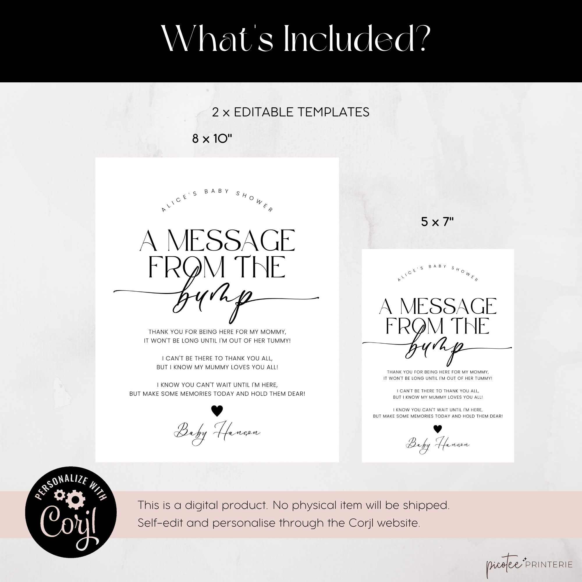 Message From the Bump Sign Minimalist Baby Shower Baby Bump - Etsy ...