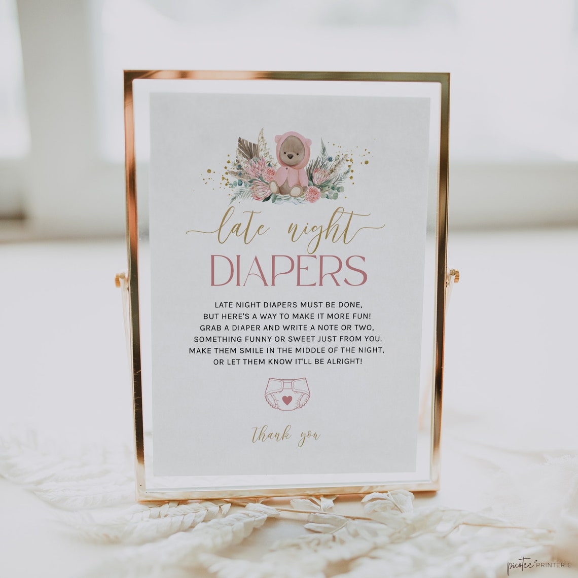 Late Night Diapers Baby Shower Sign, Printable Late Night Diaper ...