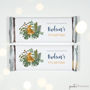 Jungle Safari Chocolate Bar Wrapper, Tiger Party Favor, Candy Wrapper ...
