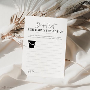 Baby Bucket List Game Minimalist, Baby's First Year Cards, Printable ...