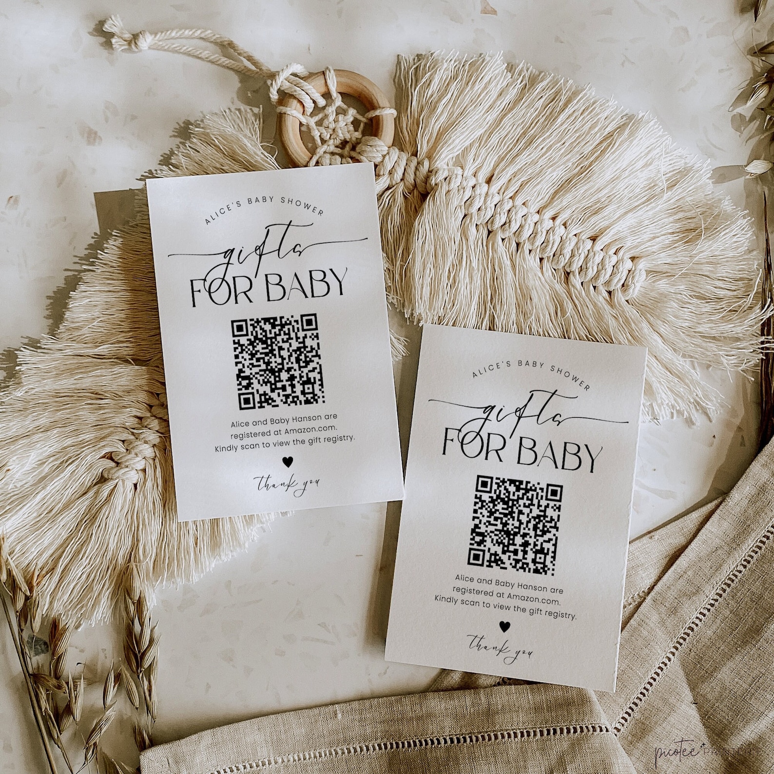 Baby Shower Gift Registry Card With QR Code Printable Gift - Etsy