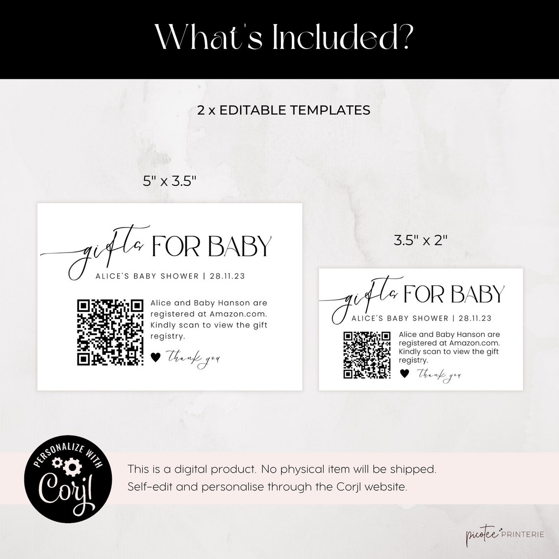 Baby Shower QR Code Gift Registry Card, Gift Registry QR Code ...