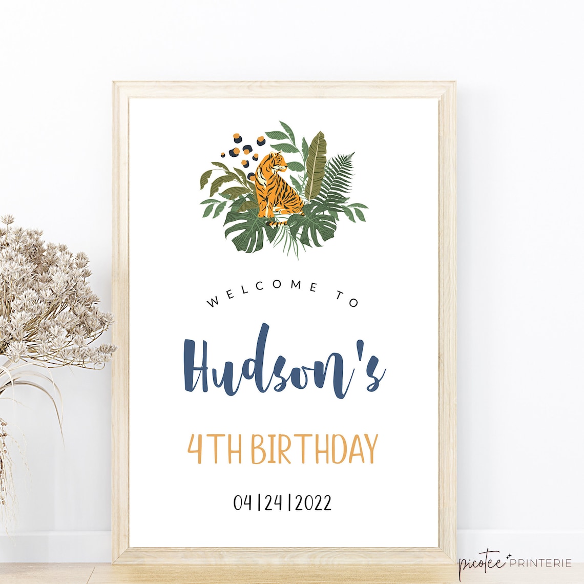 Jungle Safari Birthday Welcome Sign Template, Boys Tiger Party Entry ...