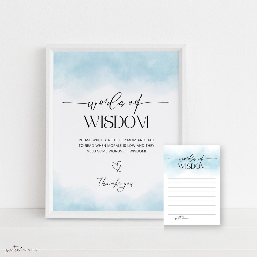 Words of Wisdom for New Parents, Blue Baby Shower Advice Cards ...