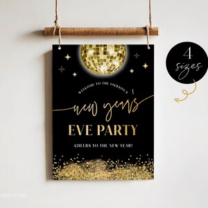 Gold New Years Eve Welcome Sign Template, 2026 NYE Party Decor ...