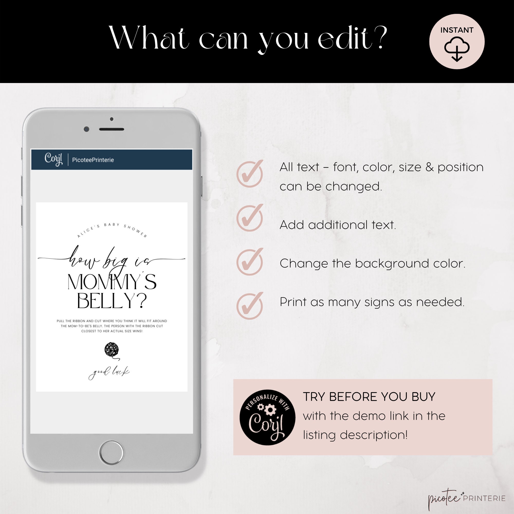 How Big is Mommy's Belly Game Belly Measuring Baby Shower - Etsy Australia