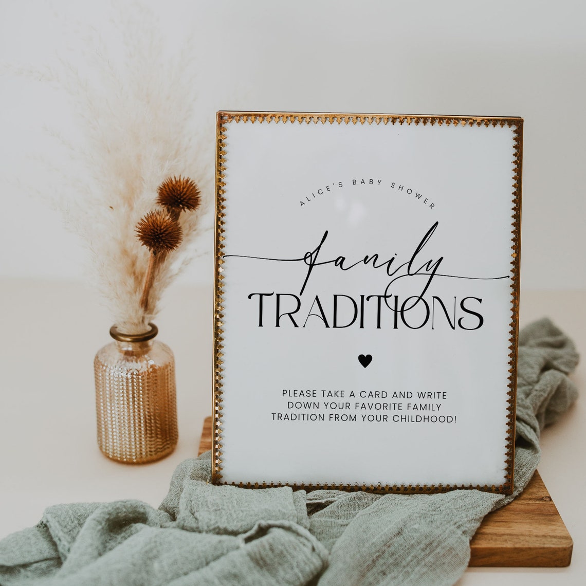 Family Traditions Sign and Card Modern Minimalist Baby Shower - Etsy