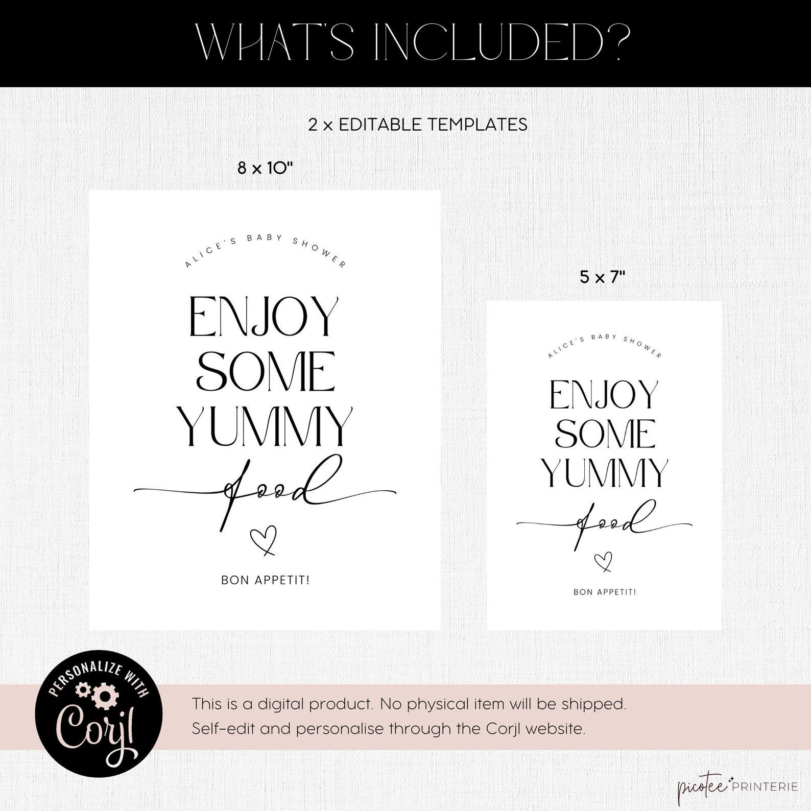 Enjoy Some Food Sign, Minimalist Baby Shower Sign, Printable Food Bar ...