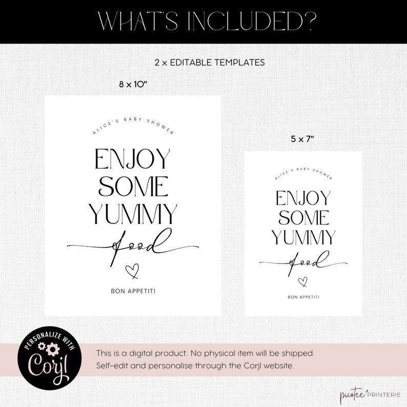 Enjoy Some Food Sign, Minimalist Baby Shower Sign, Printable Food Bar ...