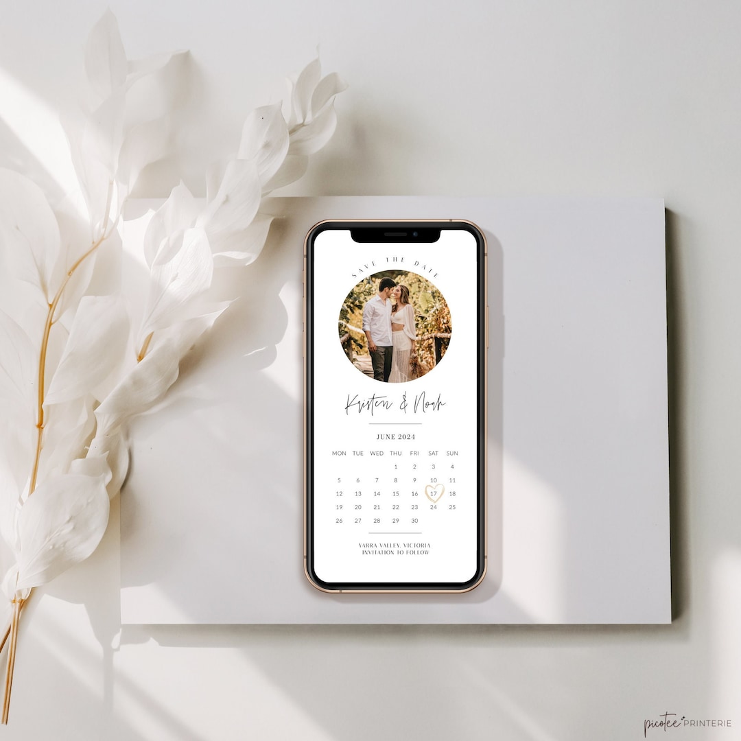 Minimalist Save the Date Photo Calendar, Electronic Save the Date Evite ...
