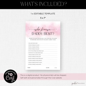 Who Knows Daddy Best Baby Shower Game, Minimalist Games Printable ...