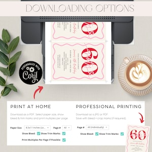 Wavy Border 60th Birthday Invitation Women, Modern Scalloped 60th Party ...