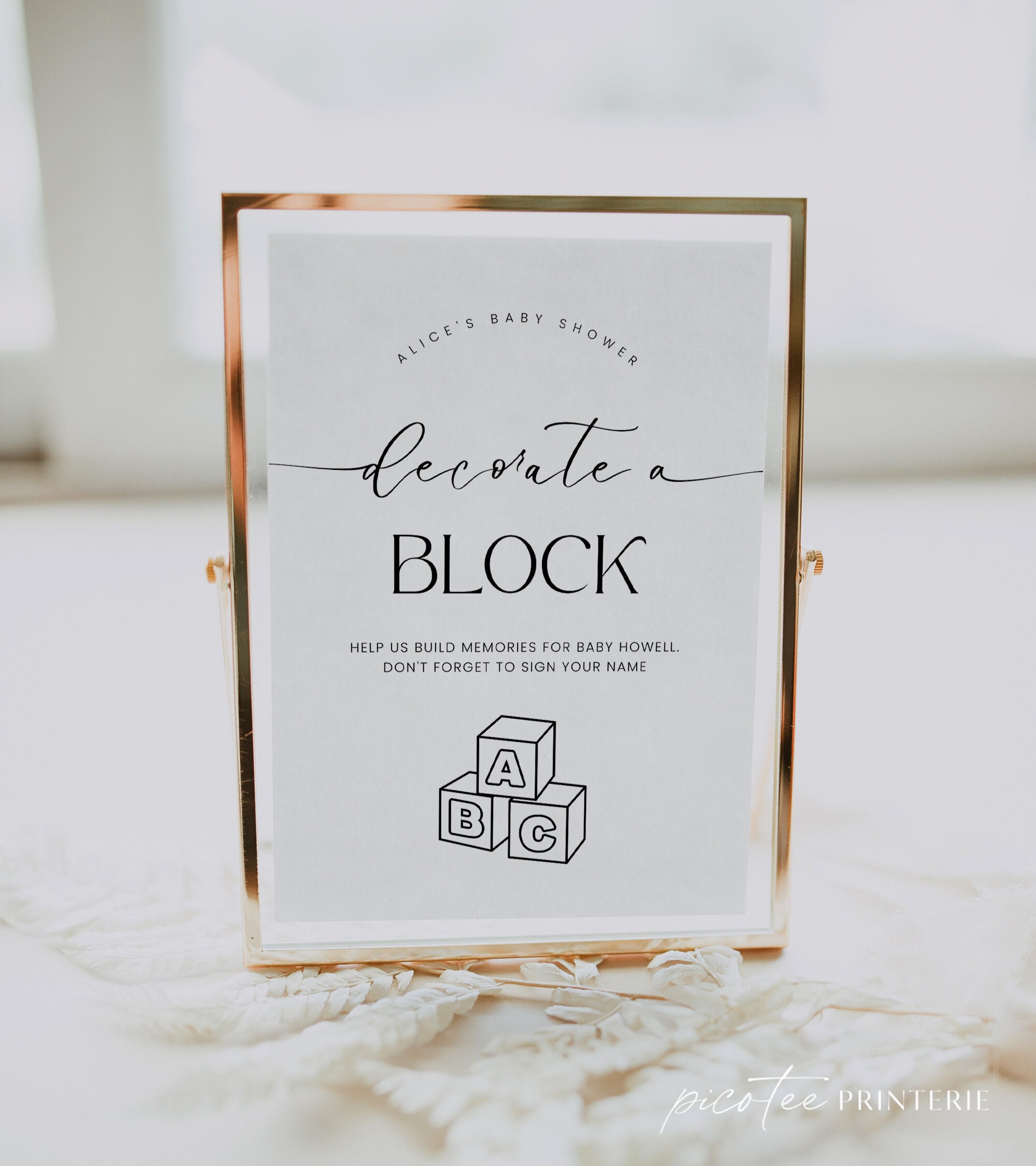 Decorate A Block Baby Shower Sign, Minimalist Sign Printable, Decorate ...