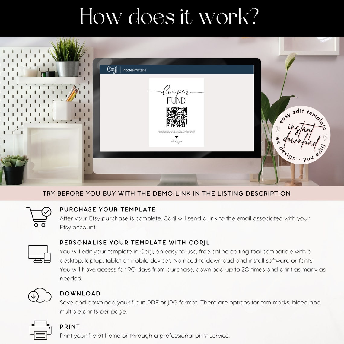 Baby Shower QR Code Diaper Fund Sign Diaper Fund QR Code - Etsy