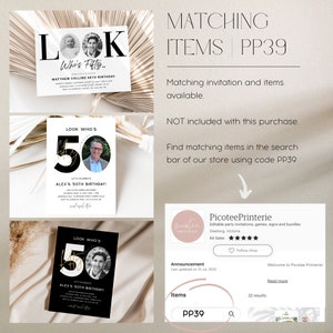 Look Who's 60 Welcome Sign With Photo, Modern Men's 60th Birthday ...