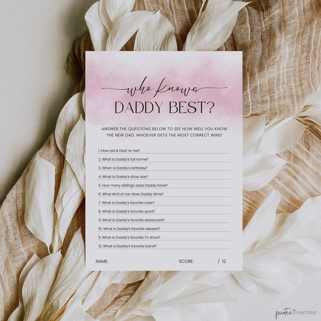Who Knows Daddy Best Baby Shower Game, Minimalist Games Printable ...