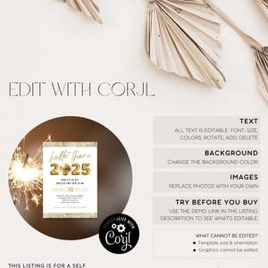 Gold 2025 New Years Eve Invitation Template, Printable Hello There 2025 ...