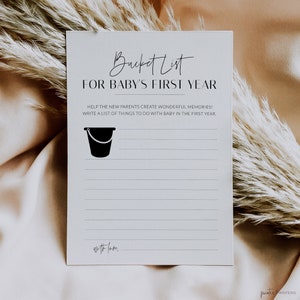 Baby Bucket List Game Minimalist, Baby's First Year Cards, Printable ...