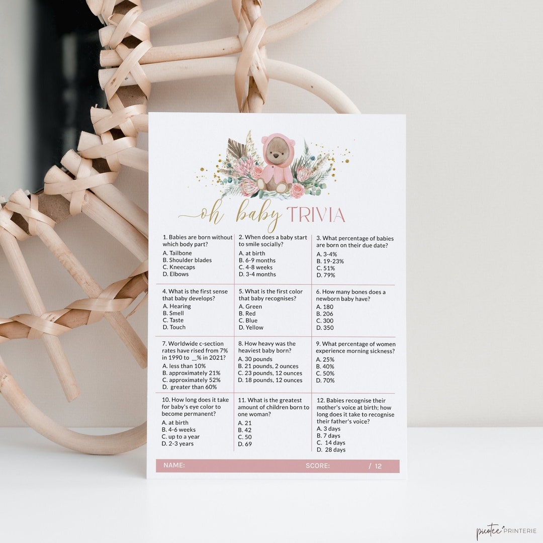 Baby Trivia Shower Game, Baby Trivia Printable, Baby Shower Trivia ...
