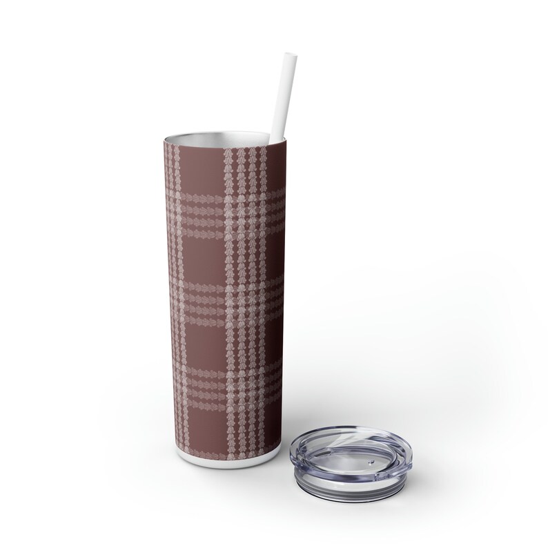 Crown Flower Design | Palaka Plaid 20oz Tumbler | Mauve Insulated Cup ...