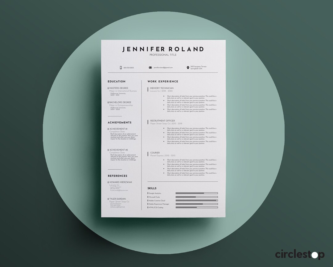 Resume Template for Microsoft Word Professional, Modern & Minimalist ...