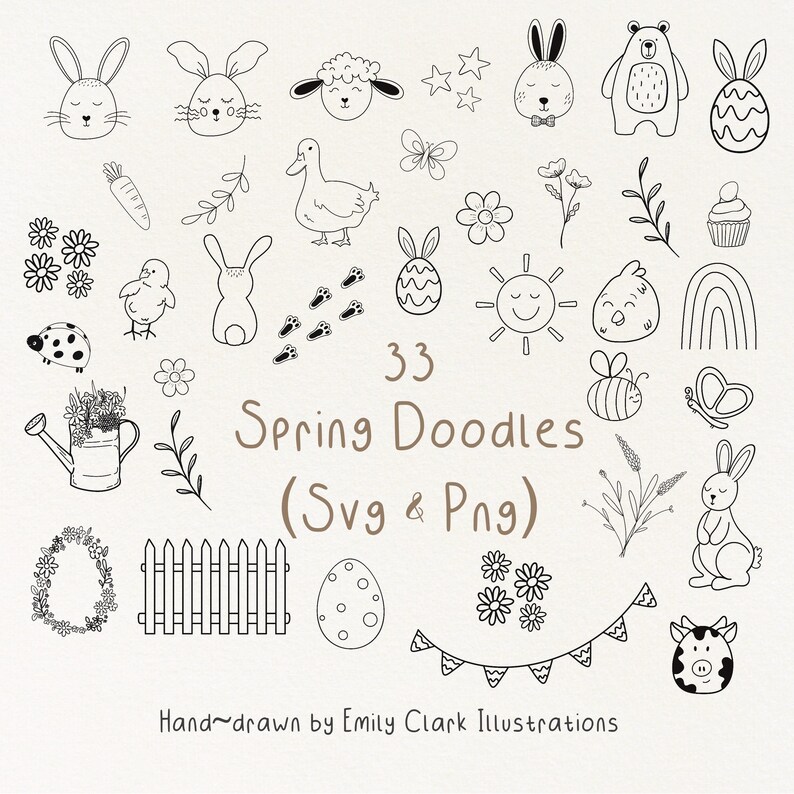 33 Spring Doodles Png and Svg, Hand-drawn Illustration Doodles ...