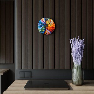 Colorful Wall Art Clock, Unique Home Decor, Color Palette Acrylic Wall ...
