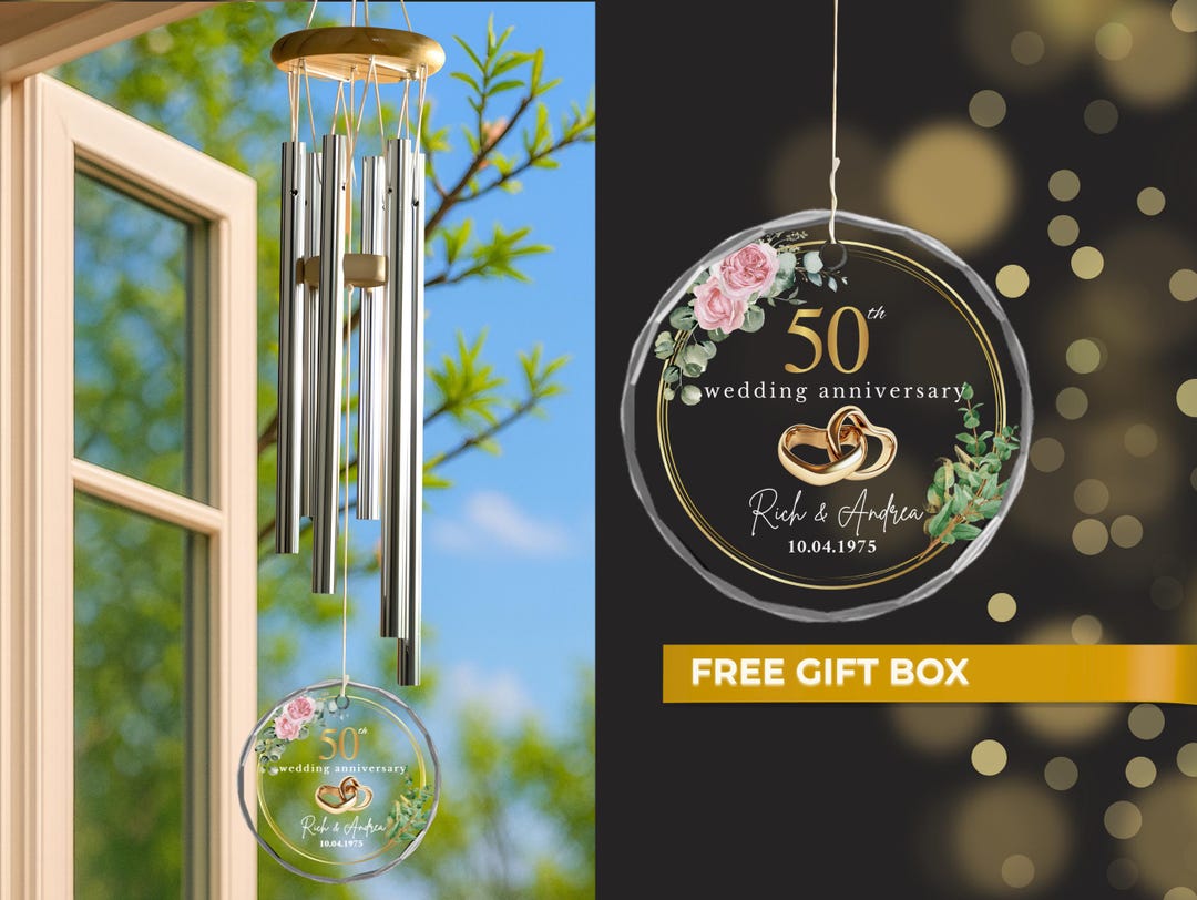 Personalized 50th Anniversary Wind Chime: Golden Keepsake Ornament - Etsy