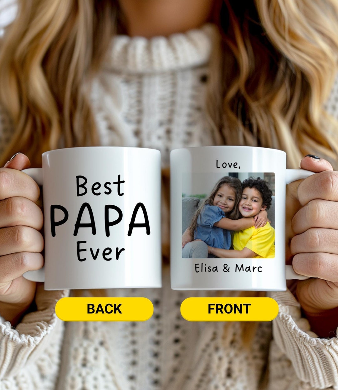 Best Papa Ever Mug, Personalized Photo Mug for Daddy, Custom Father's ...