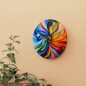 Colorful Wall Art Clock, Unique Home Decor, Color Palette Acrylic Wall ...