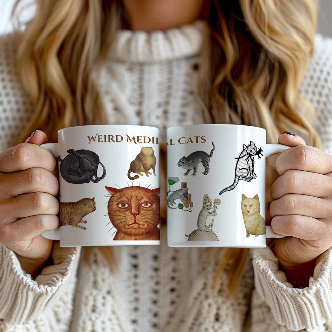 Weird Medieval Cats Mug, Funny Ugly Cats Coffee Cup, Cat Lover Gift ...