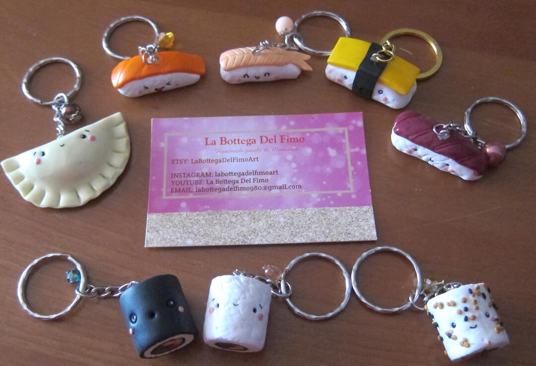 Fimo Sushi Keychain, Sushi Roll, Kawaii Asian Dumpling, Nigiri to Hang ...