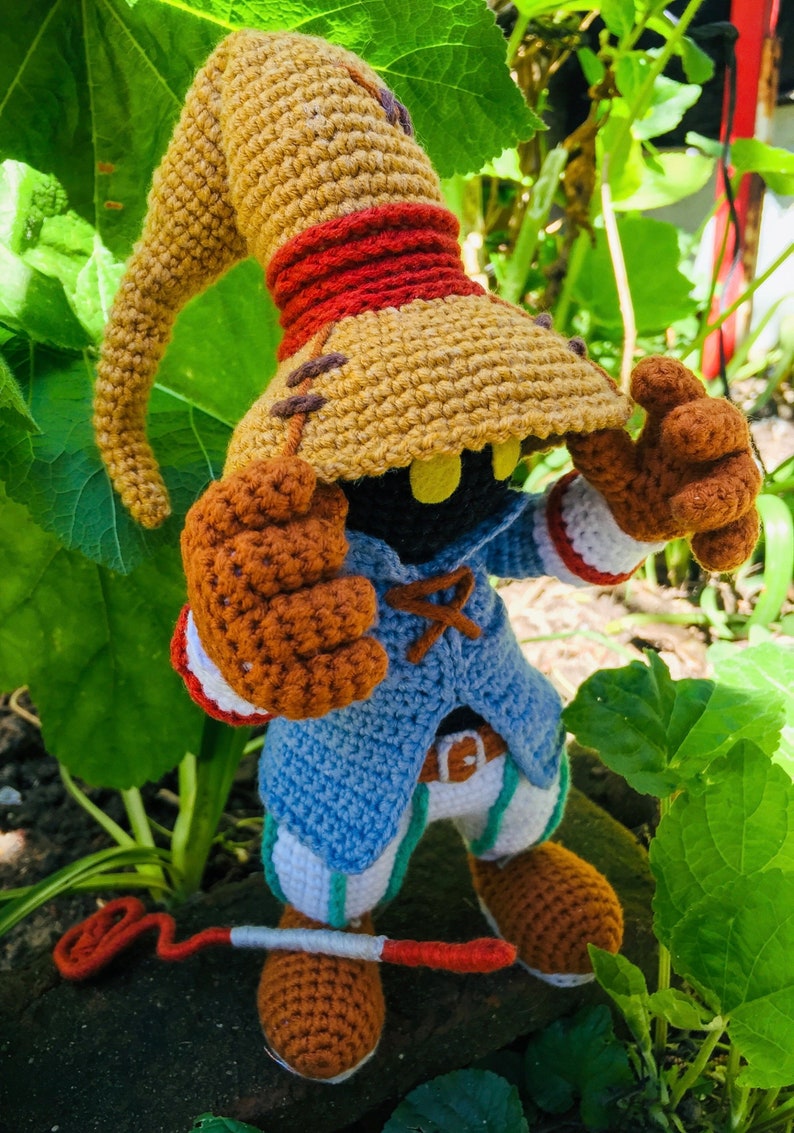 Black Mage Kawaii Crochet Art, Amigurumi Crochet Black Mage, Plush ...