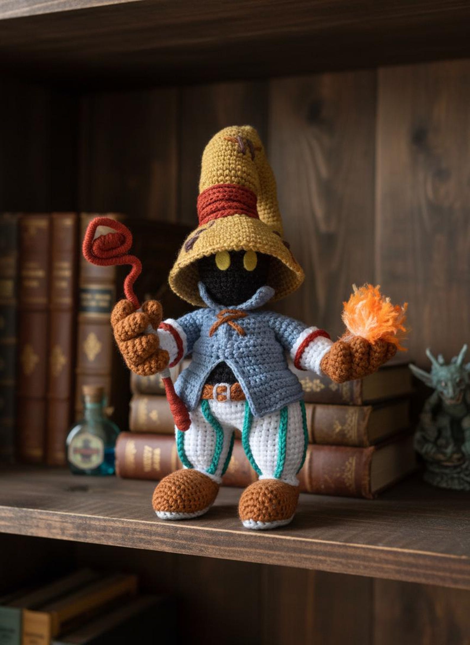 Black Mage Kawaii Crochet Art, Amigurumi Crochet Black Mage, Plush ...